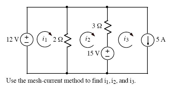 Solved Use the mesh-current method to find i1, i2, and i3. | Chegg.com