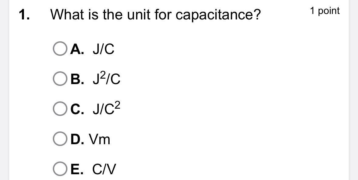 Solved What is the unit for capacitance?1 | Chegg.com