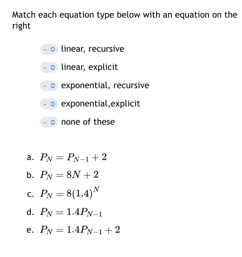 Solved Match each equation type below with an equation on | Chegg.com Solved Match each equation type below with an equation on | Chegg.com