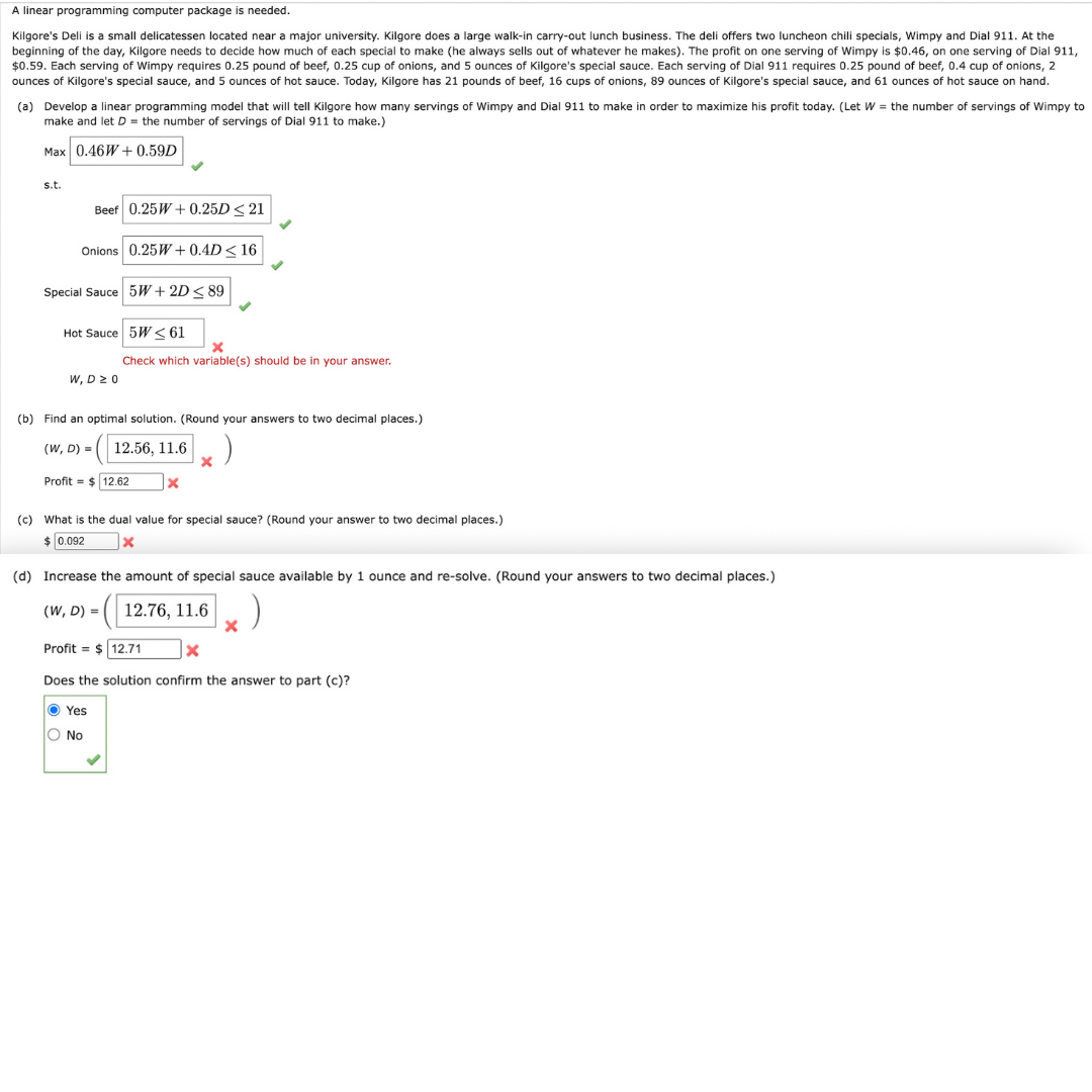 Solved A Linear Programming Computer Package Is Needed Make