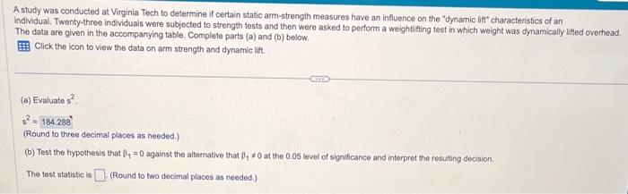 Solved A study was conducted at Virginia Tech to determine | Chegg.com