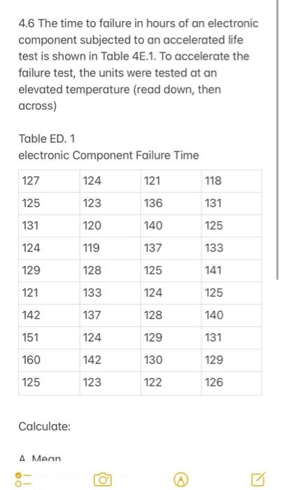 Solved 4.6 The time to failure in hours of an electronic | Chegg.com