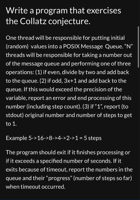 Solved Write a program that exercises the Collatz | Chegg.com