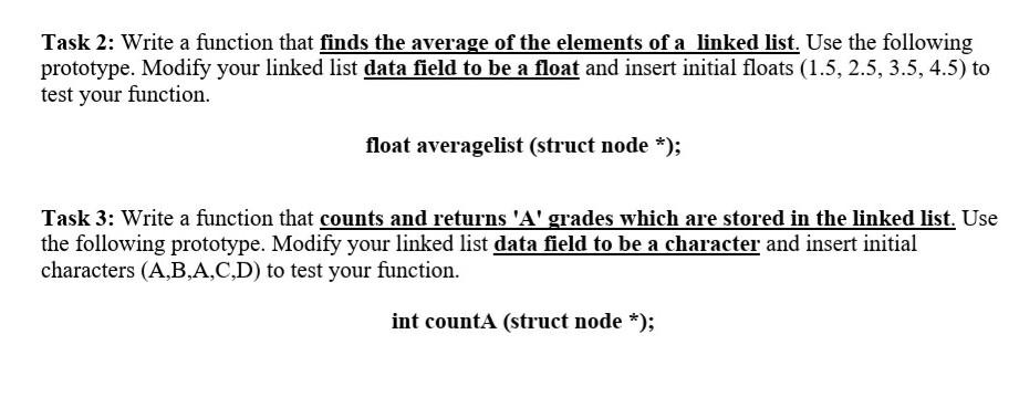 Solved Task 2 Write A Function That Finds The Average Of