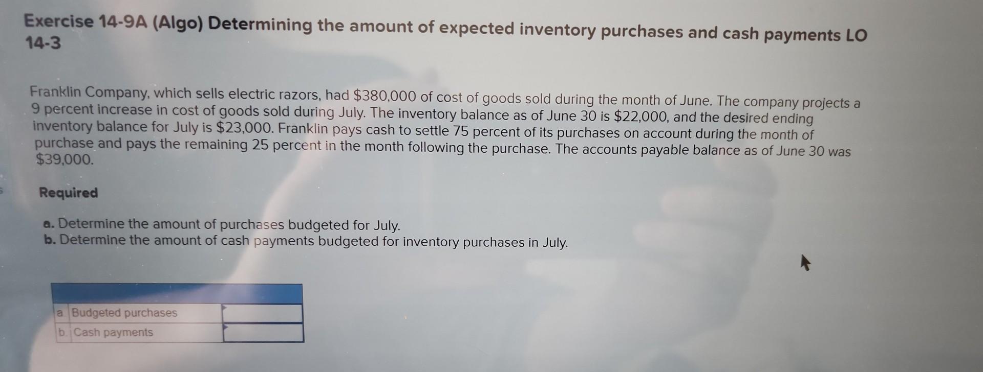 Solved Exercise 14-9A (Algo) Determining the amount of | Chegg.com