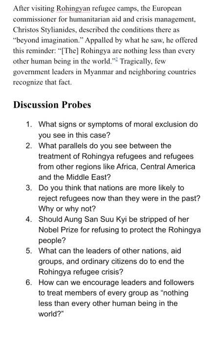 Solved The High Cost of Moral Exclusion: The Rohingya | Chegg.com