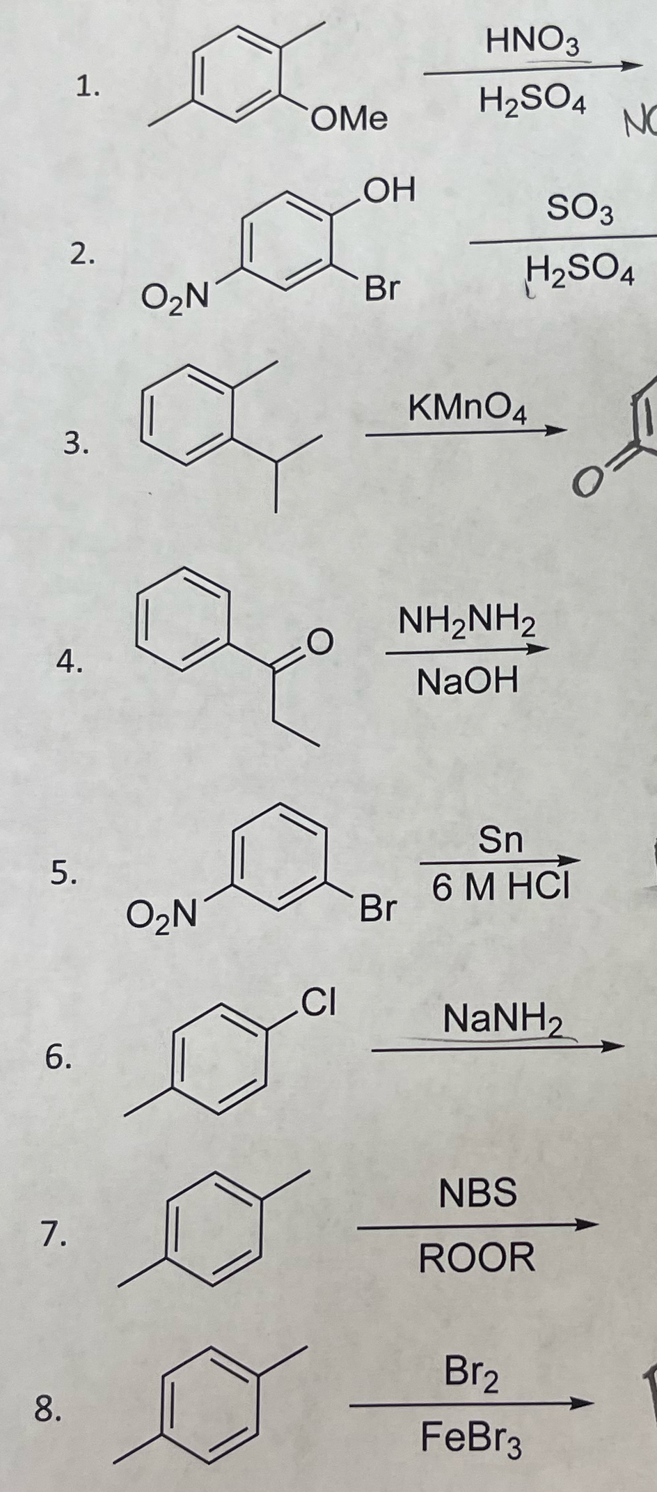Solved Write the products of the following reactions | Chegg.com