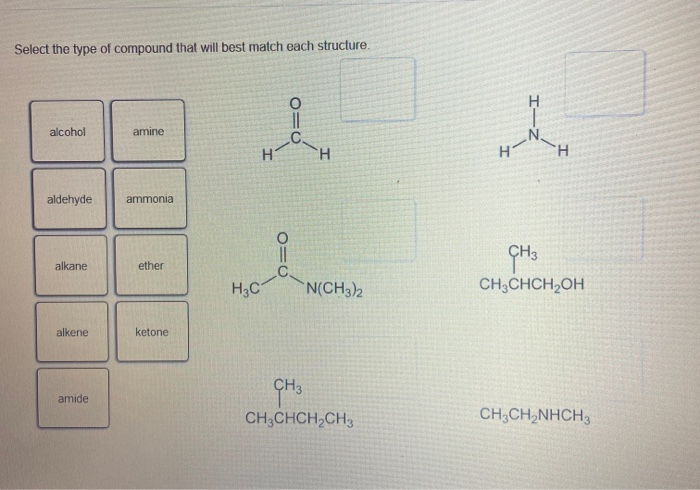 Solved Select the type of compound that will best match each | Chegg.com