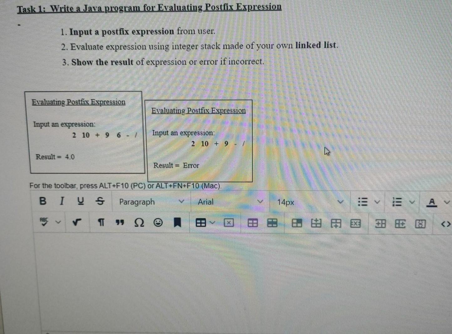 Solved Task 1 Write A Java Program For Evaluating Postfix