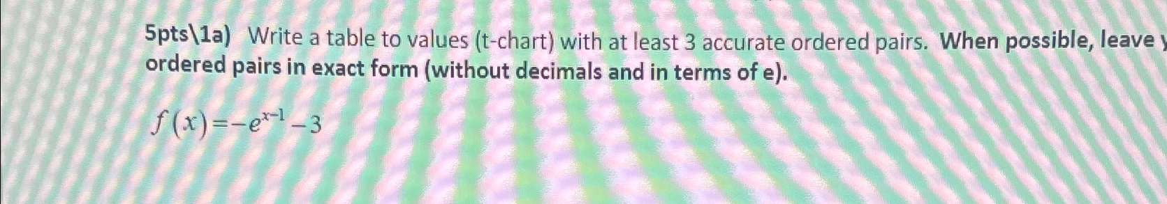 Solved 5pts \1a) ﻿Write a table to values (t-chart) ﻿with at | Chegg.com
