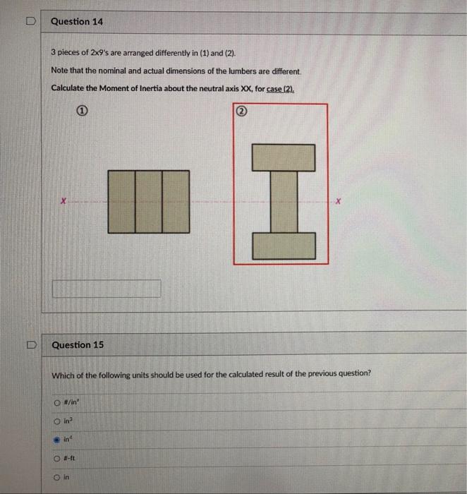 Solved 3 pieces of 2×9 's are arranged differently in (1) | Chegg.com