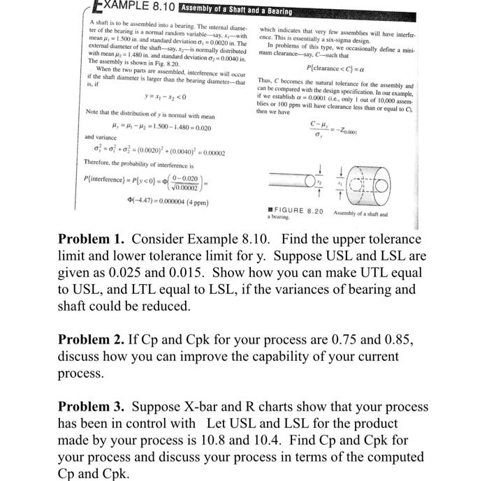 Solved EXAMPLE 8.10 Assembly of a Shaft and a Bearing A | Chegg.com
