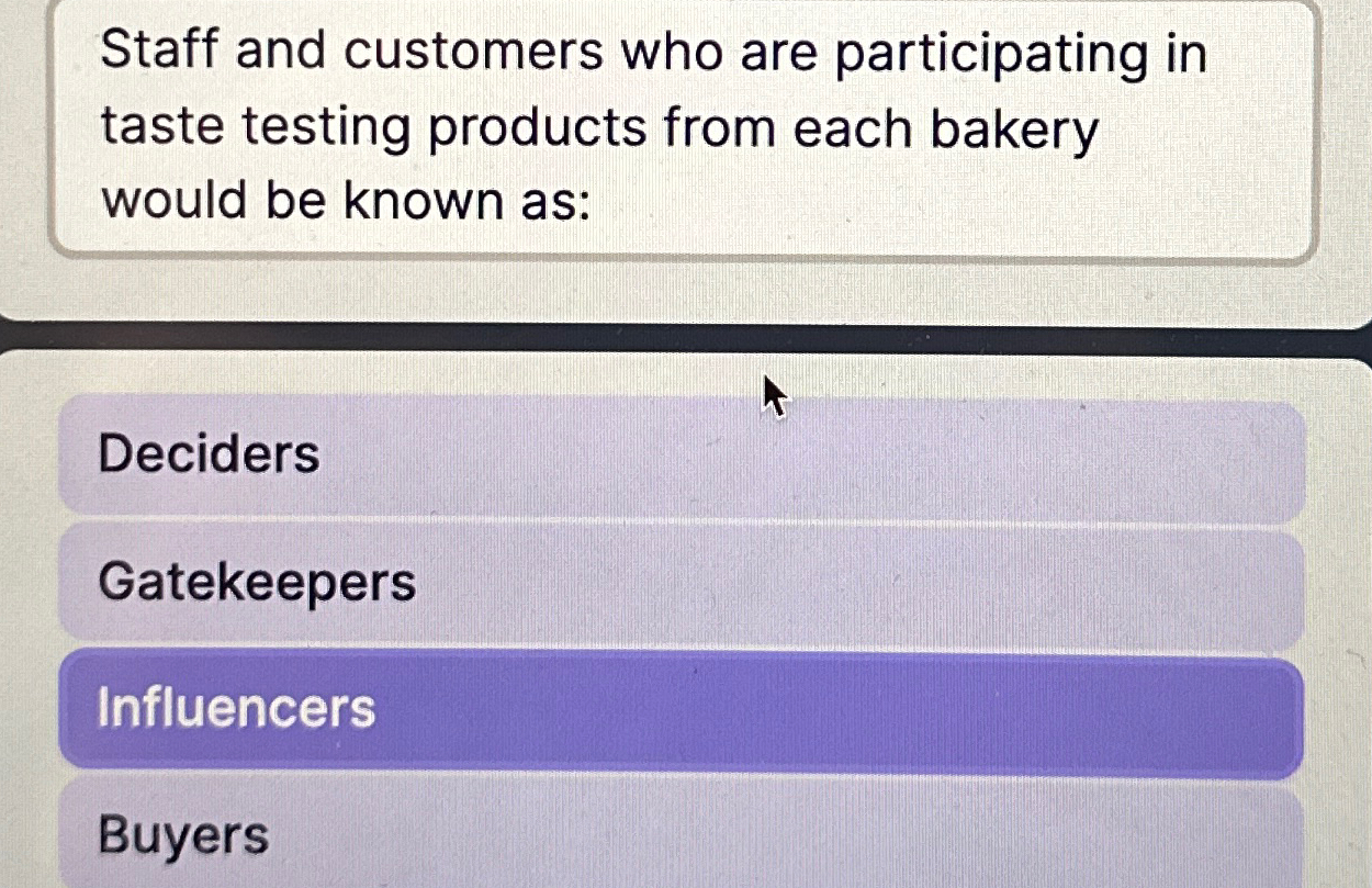 Solved Staff and customers who are participating in taste | Chegg.com