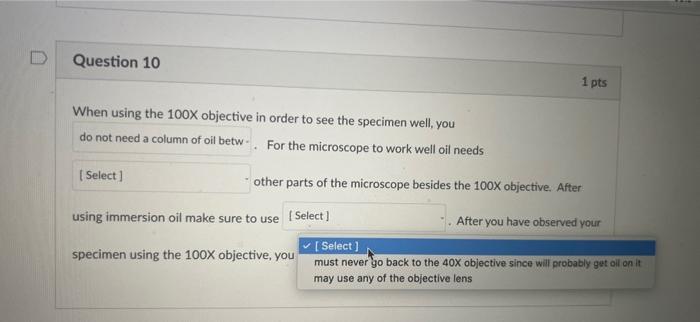 Solved When using the 100X objective in order to see the | Chegg.com
