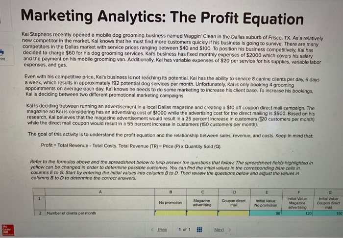 Marketing Analytics: The Profit Equation Kai Stephens | Chegg.com