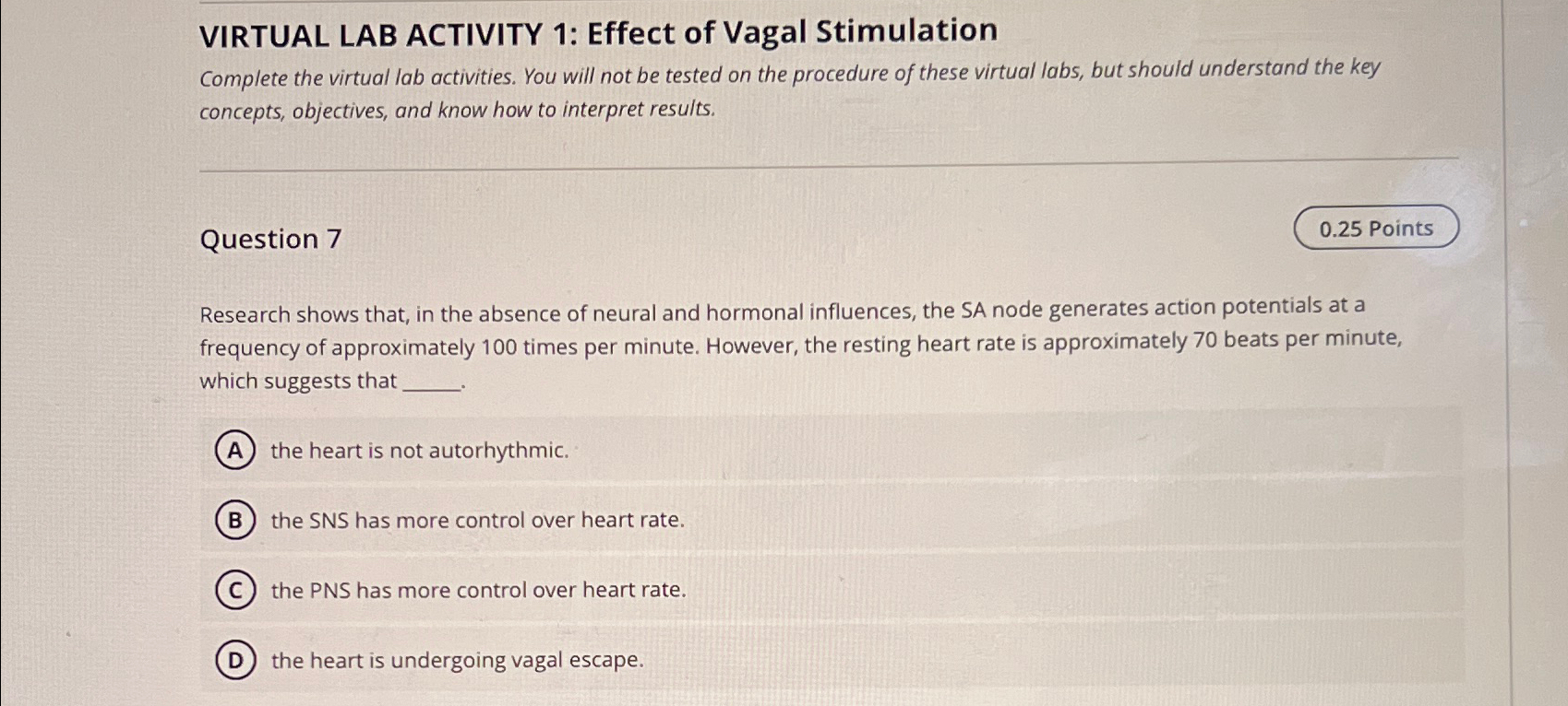 Solved VIRTUAL LAB ACTIVITY 1: Effect of Vagal | Chegg.com