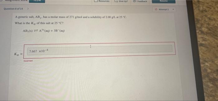 Solved 3 Resources La Give UpT WEITE Question of 14 Atamata | Chegg.com
