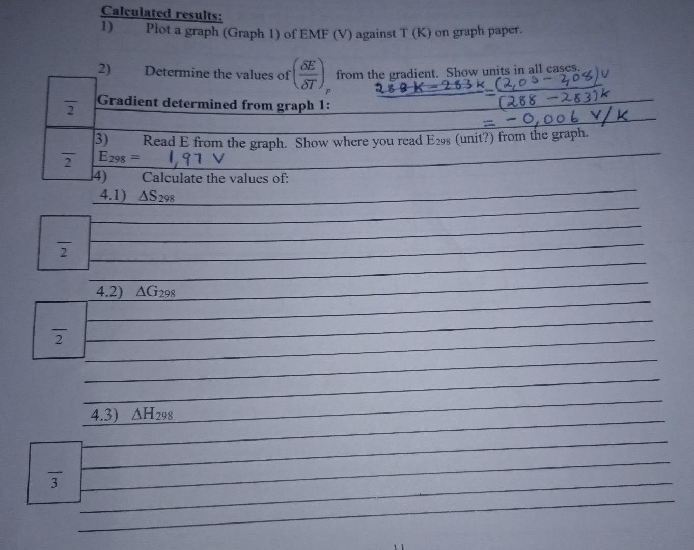 1) Plot a graph (Graph 1) of EMF (V) against T(K) on | Chegg.com