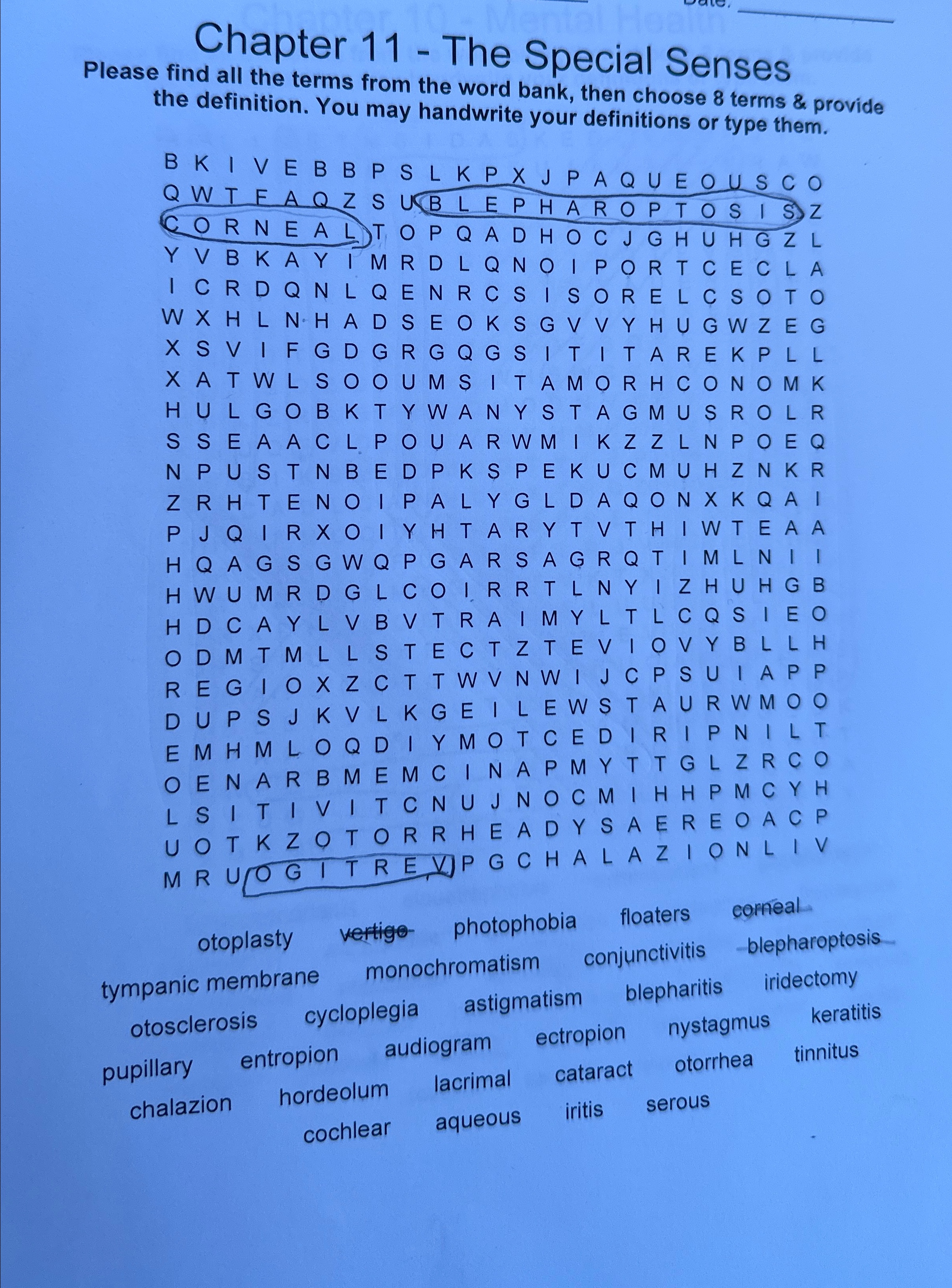 Solved Chapter 11 - ﻿The Special SensesPlease find all the | Chegg.com