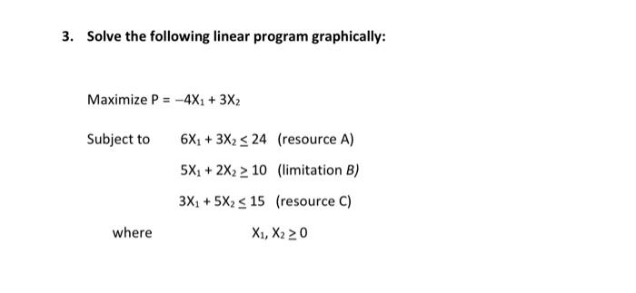Solved 3 Solve The Following Linear Program Graphically 7979