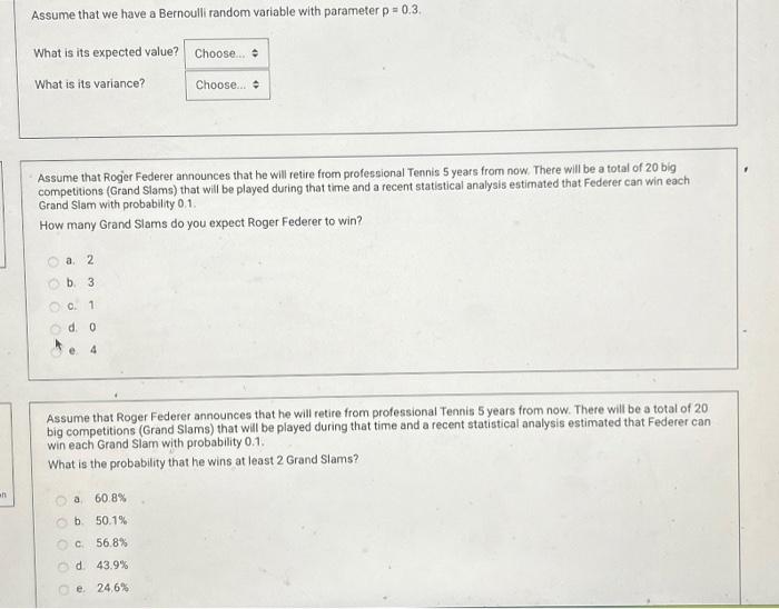 Solved Assume that we have a Bernoulli random variable with | Chegg.com