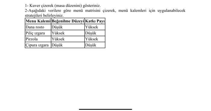1- Kuver çizerek (masa düzenini) gösteriniz. | Chegg.com