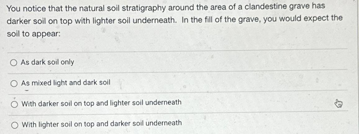 Solved You notice that the natural soil stratigraphy around | Chegg.com