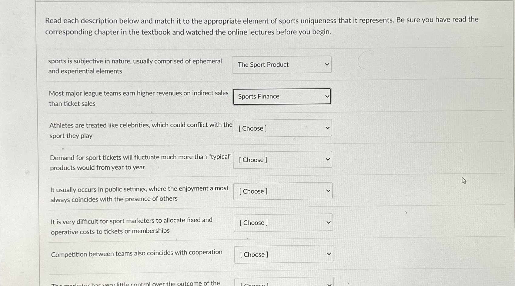 Solved Read each description below and match it to the | Chegg.com