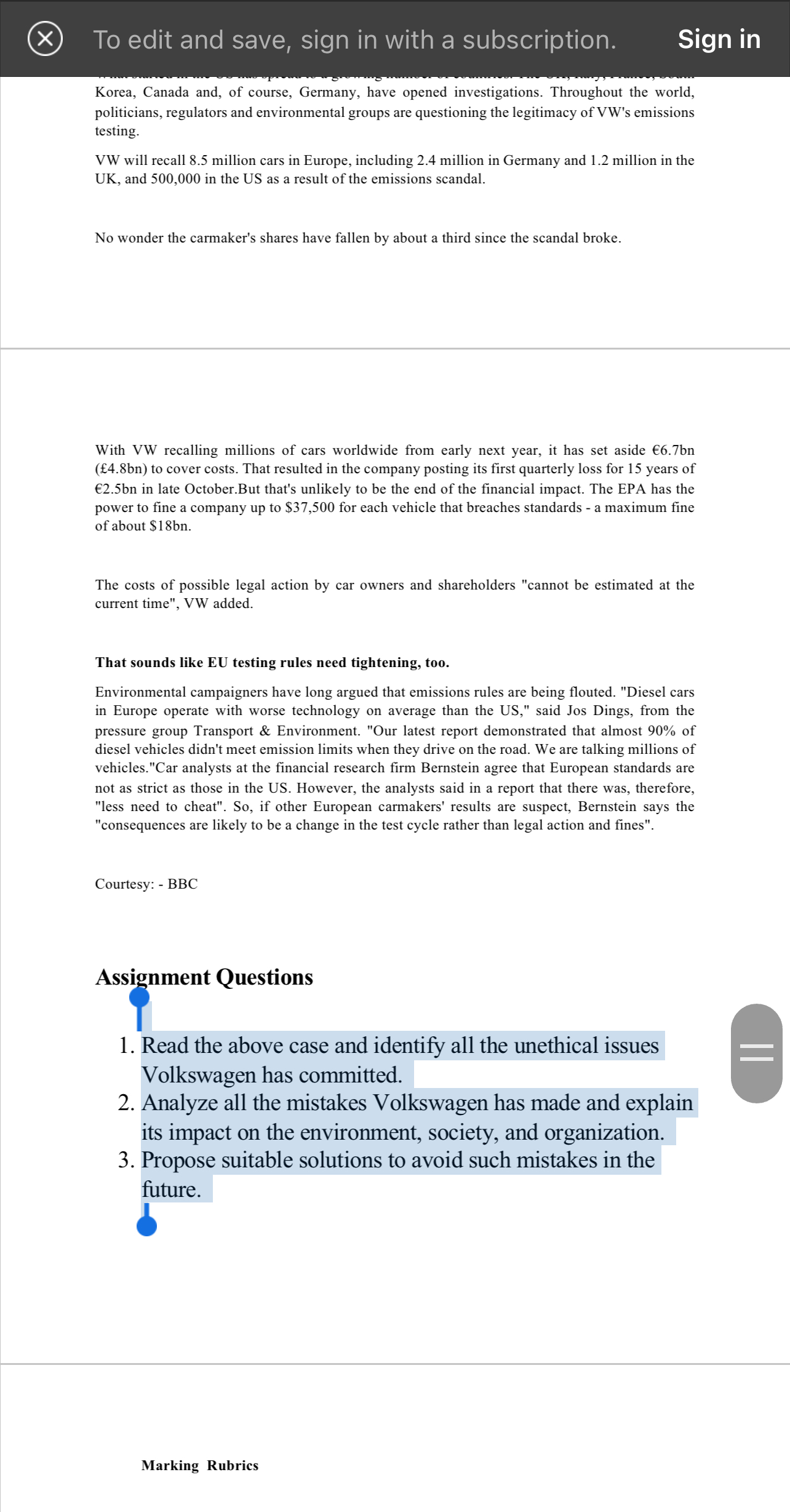 Solved To edit and save, sign in with a subscription.Sign | Chegg.com