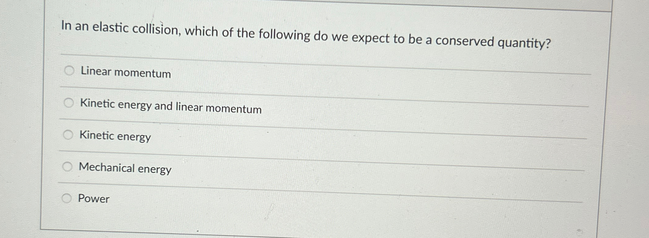 Solved In an elastic collision, which of the following do we | Chegg.com