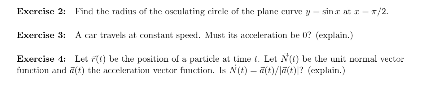 Exercise 2: Find the radius of the osculating circle | Chegg.com