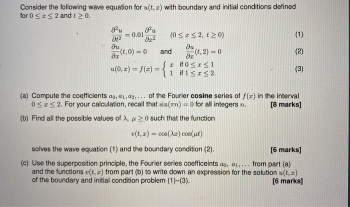 Solved Consider the following wave equation for u(t, x) with | Chegg.com