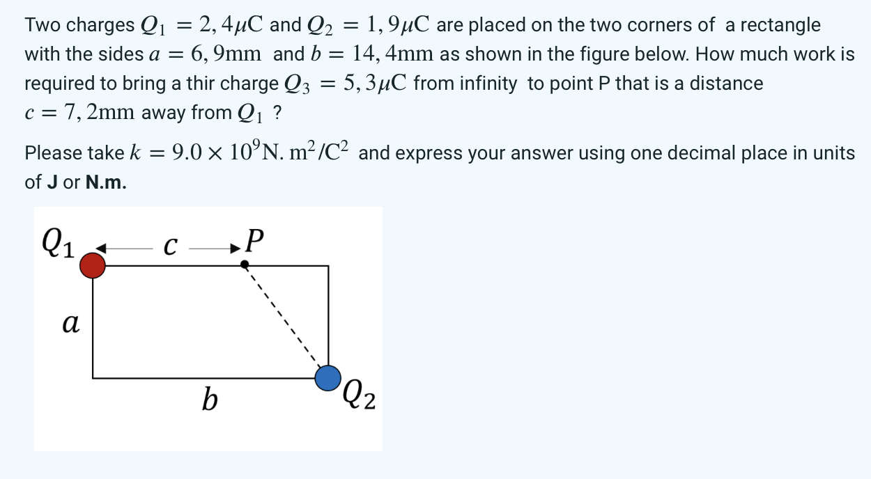 Solved Two charges Q1=2,4μC ﻿and Q2=1,9μC ﻿are placed on the | Chegg.com