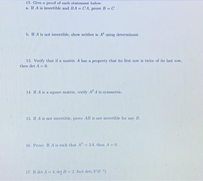 Solved 12. Give a proof of each statement below. a. If A is | Chegg.com