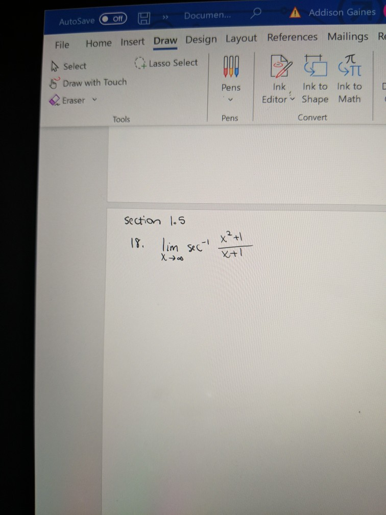 Solved Documen... Addison Gaines AutoSave Off GT File Home | Chegg.com