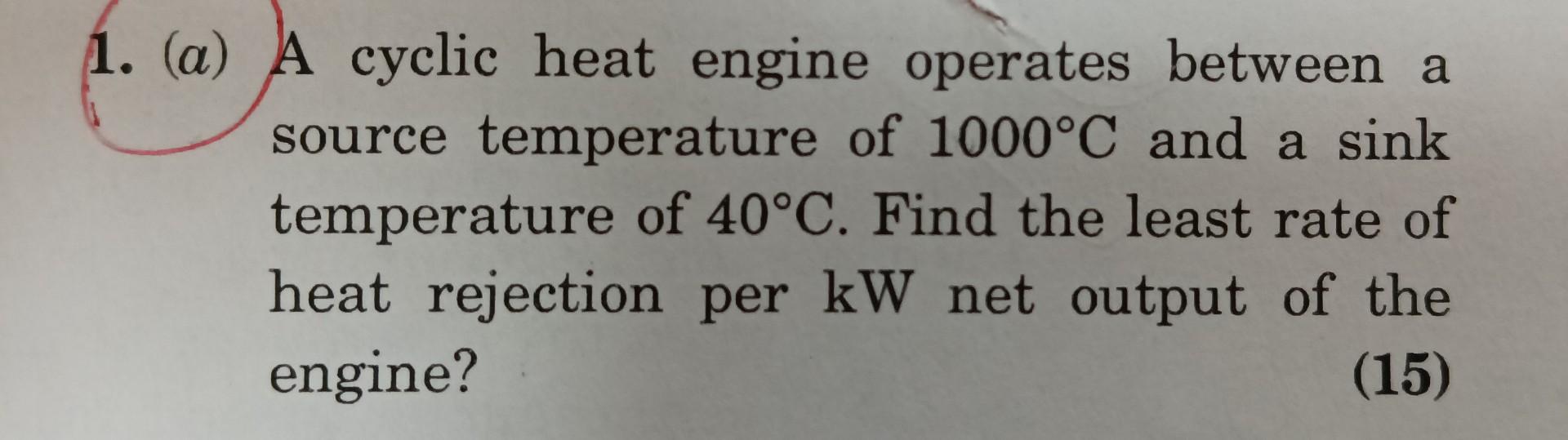 Solved A cyclic heat engine operates between a source | Chegg.com