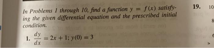 Solved 19. 10 8 In Problems 1 through 10, find a function y | Chegg.com