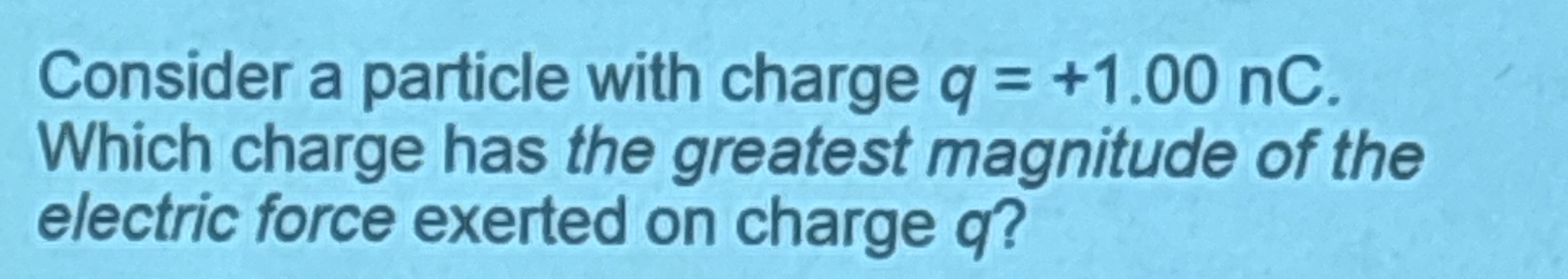Solved Consider a particle with charge q=+1.00nC. ﻿Which | Chegg.com