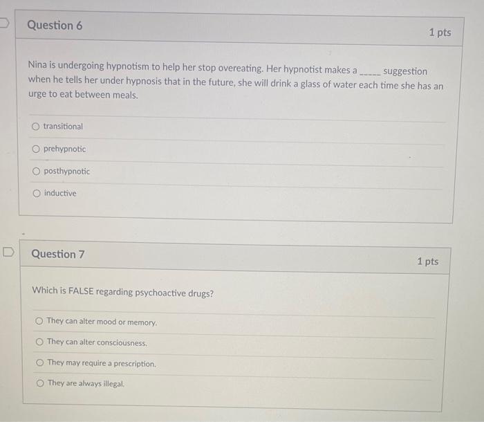 Solved Nina is undergoing hypnotism to help her stop | Chegg.com