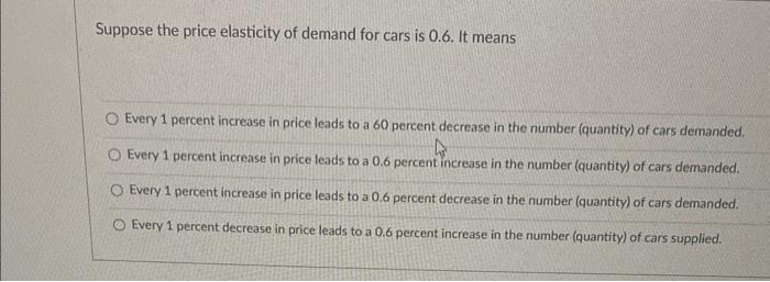 Solved Suppose the price elasticity of demand for cars is | Chegg.com