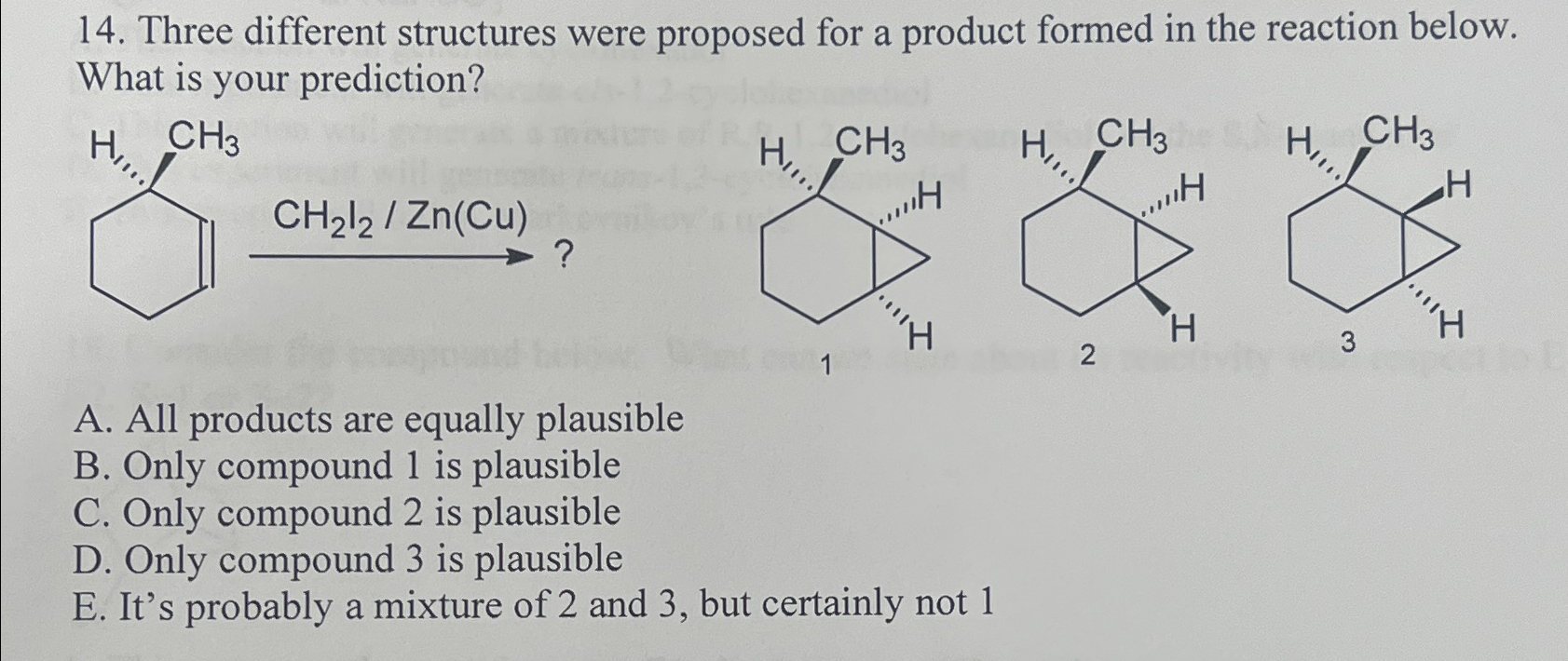 Solved Three different structures were proposed for a | Chegg.com