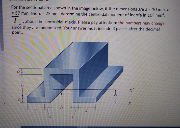 Solved For the sectional area shown in the image below, if | Chegg.com