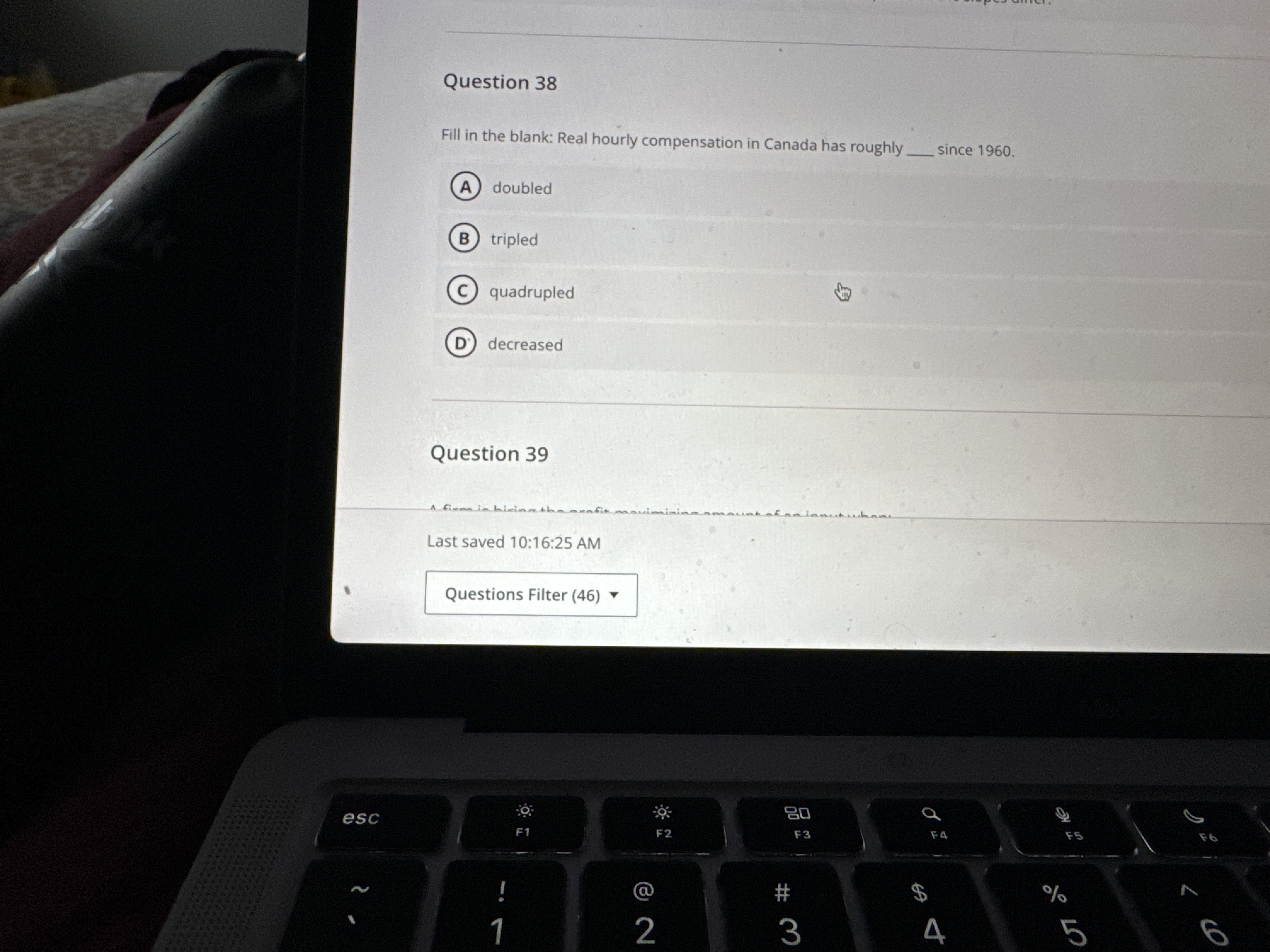 Solved Question 38Fill in the blank: Real hourly | Chegg.com
