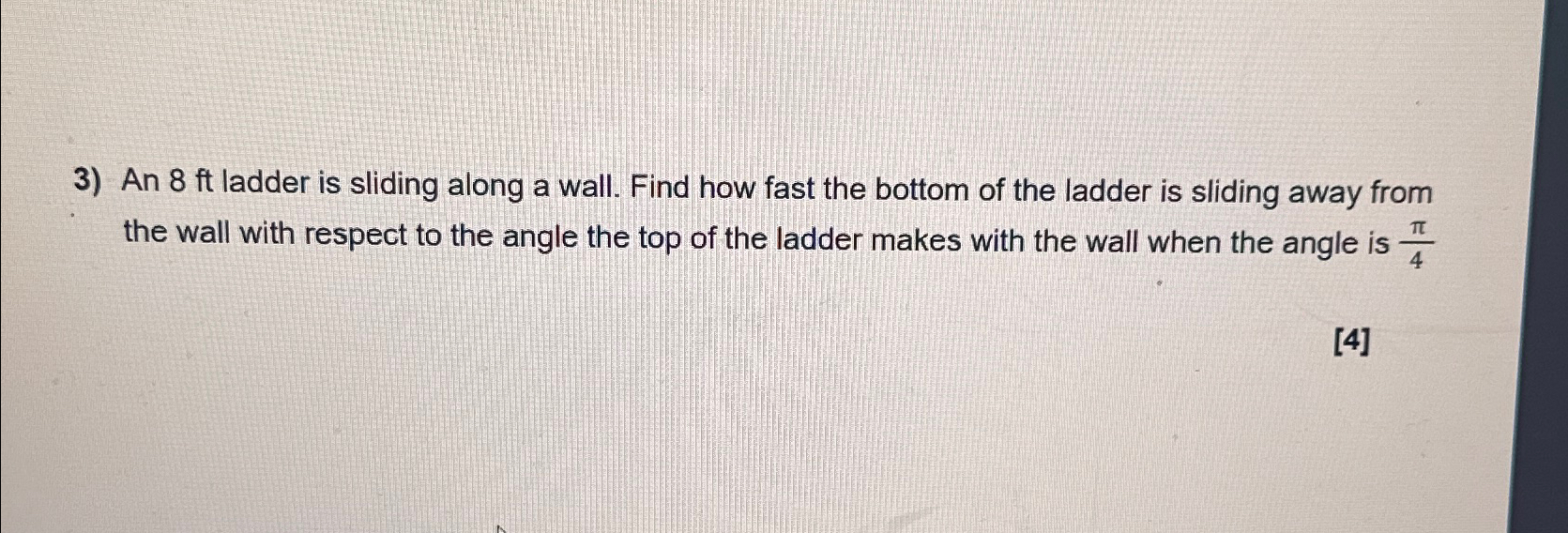 Solved An 8ft ﻿ladder is sliding along a wall. Find how fast | Chegg.com
