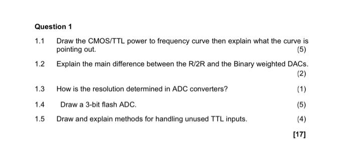 Solved Question 1 Draw the CMOS/TTL power to frequency curve | Chegg.com