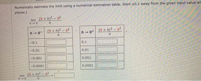 Solved Numerically estimate the limit using a numerical | Chegg.com