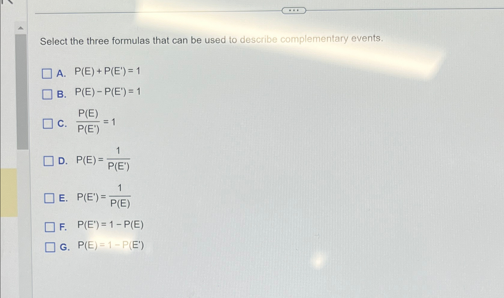 Solved Select the three formulas that can be used to | Chegg.com