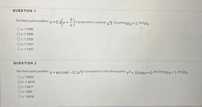 Solved The fixed-point problem x=0.5(x+x3) is proposed to | Chegg.com