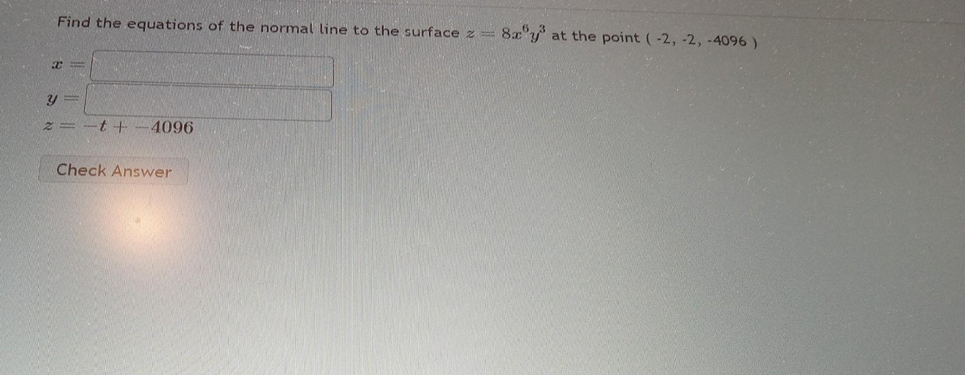 Solved Find the equations of the normal line to the surface | Chegg.com