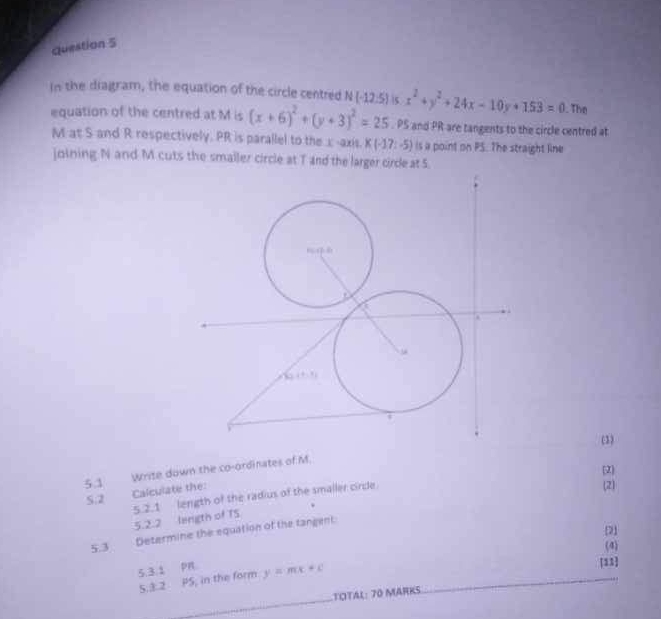 Solved aunstion 5In the dragram, the equation of the circle | Chegg.com